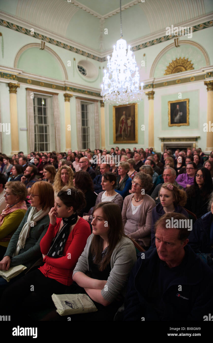A full capacity crowd reacts during author Philip Pullman's reading ...