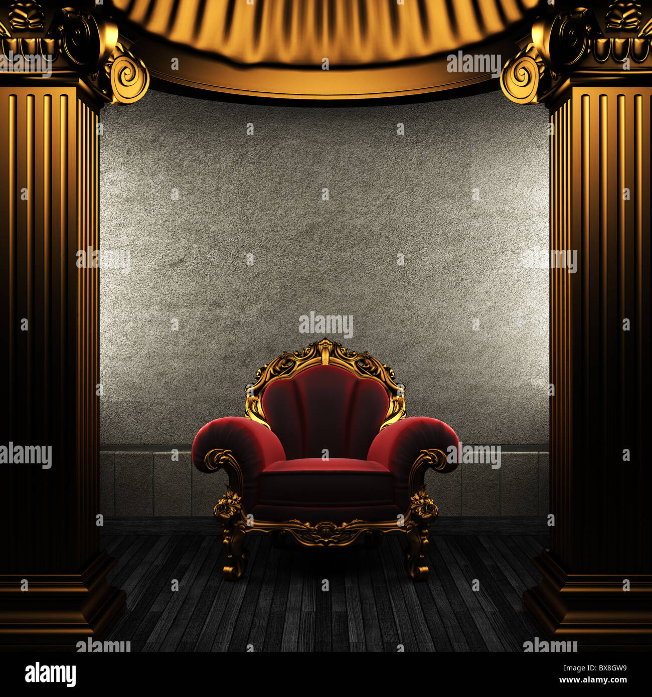 bronze columns and chair Stock Photo - Alamy