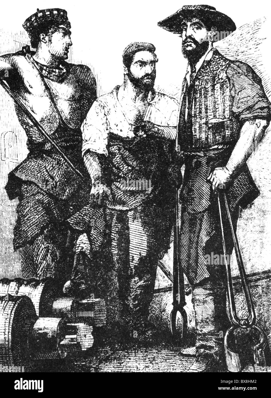 industry, worker, wood engraving, 19th century, people, professions ...