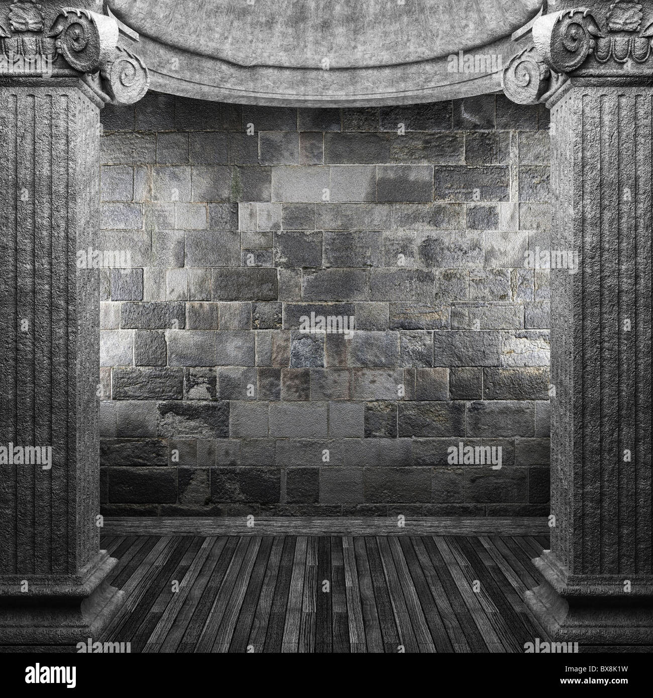 stone columns and wall Stock Photo - Alamy