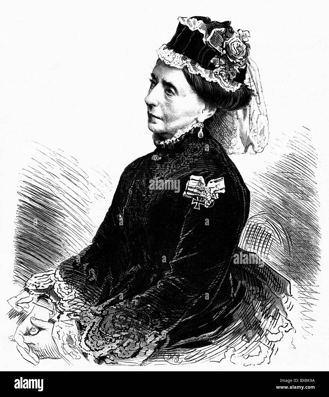 Marie, 3.2.1808 - 18.1.1877, Princess of Saxe-Weimar-Eisenach, portrait, wood engraving, 1877 ...