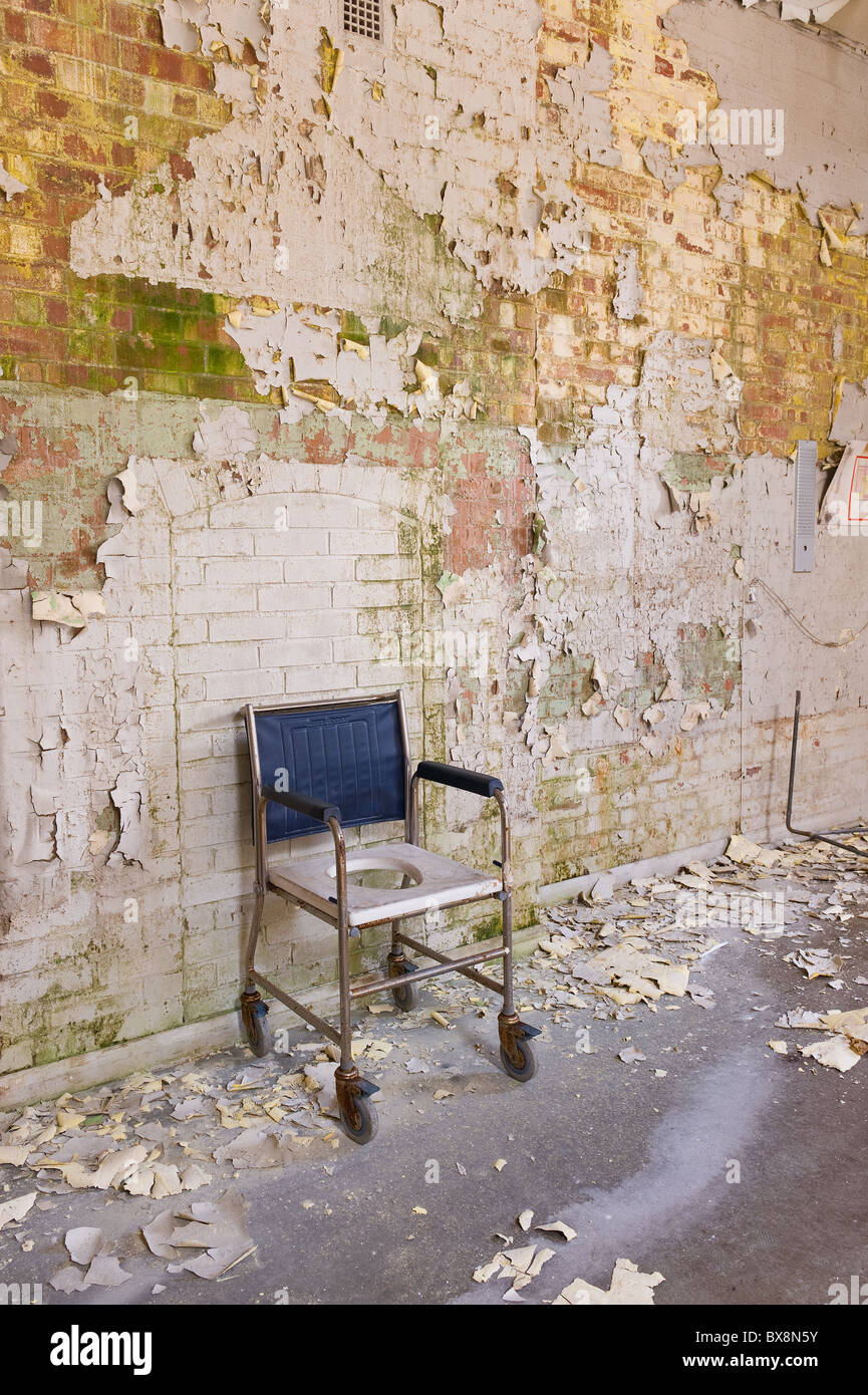 Dereliction of urban landscape, rundown showing peeling paint and a ...