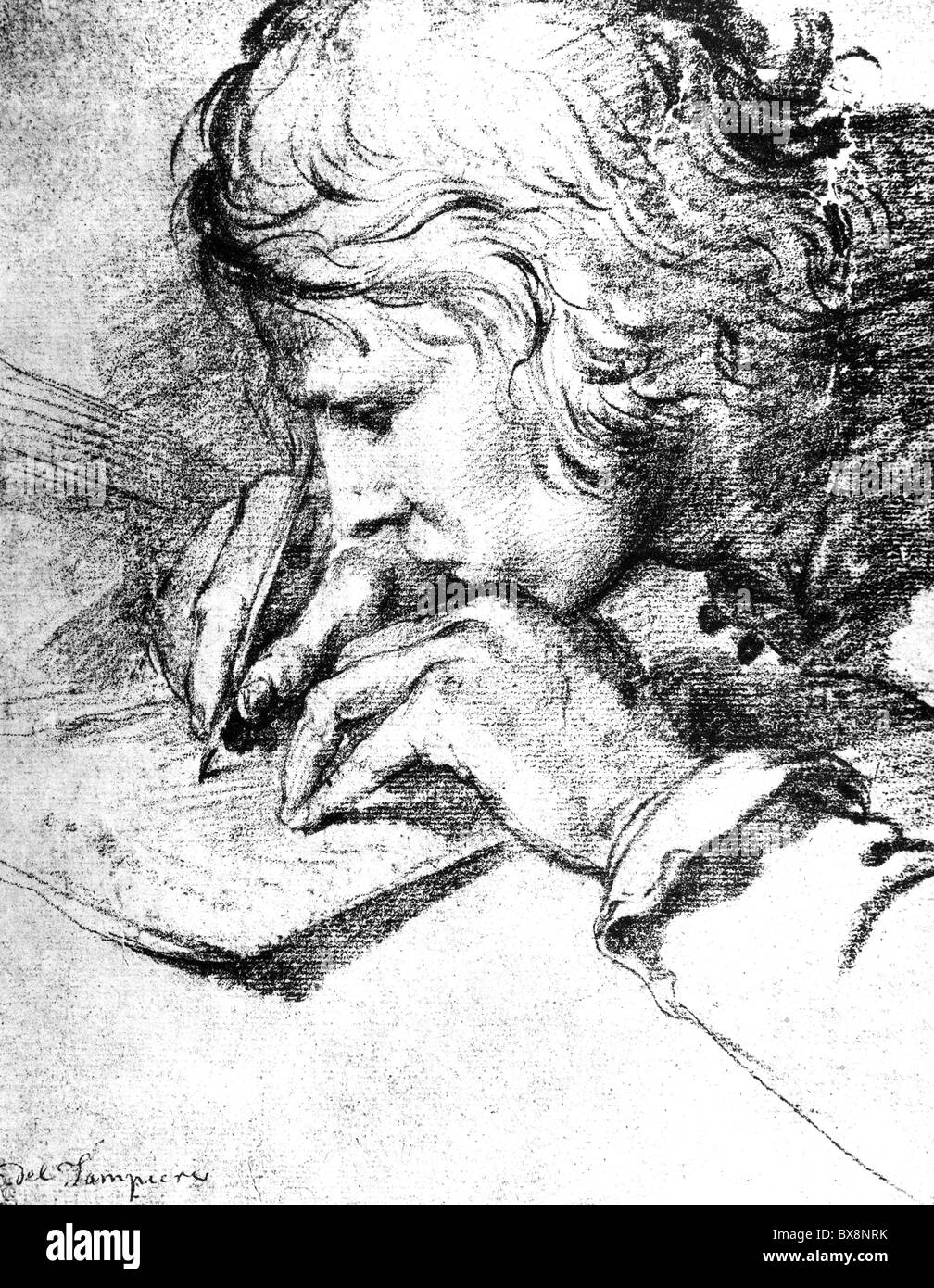 people, professions, scrivener, drawing by Domenico Zampieri named ...