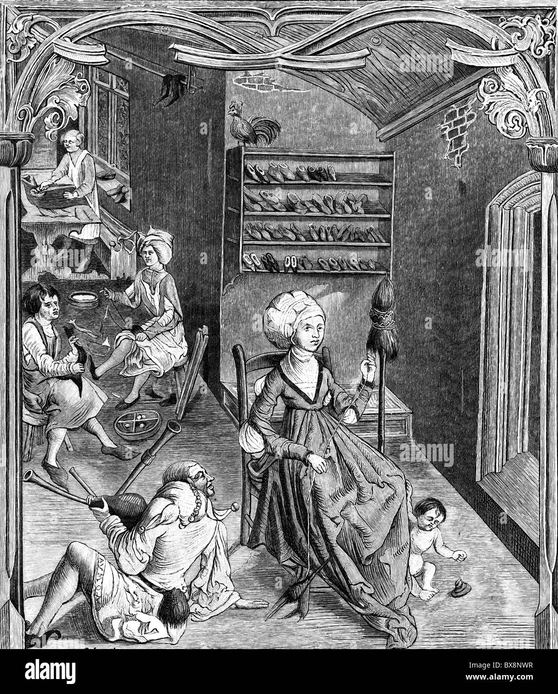 people, professions, shoemaker, colour print after miniature, Balthasar ...