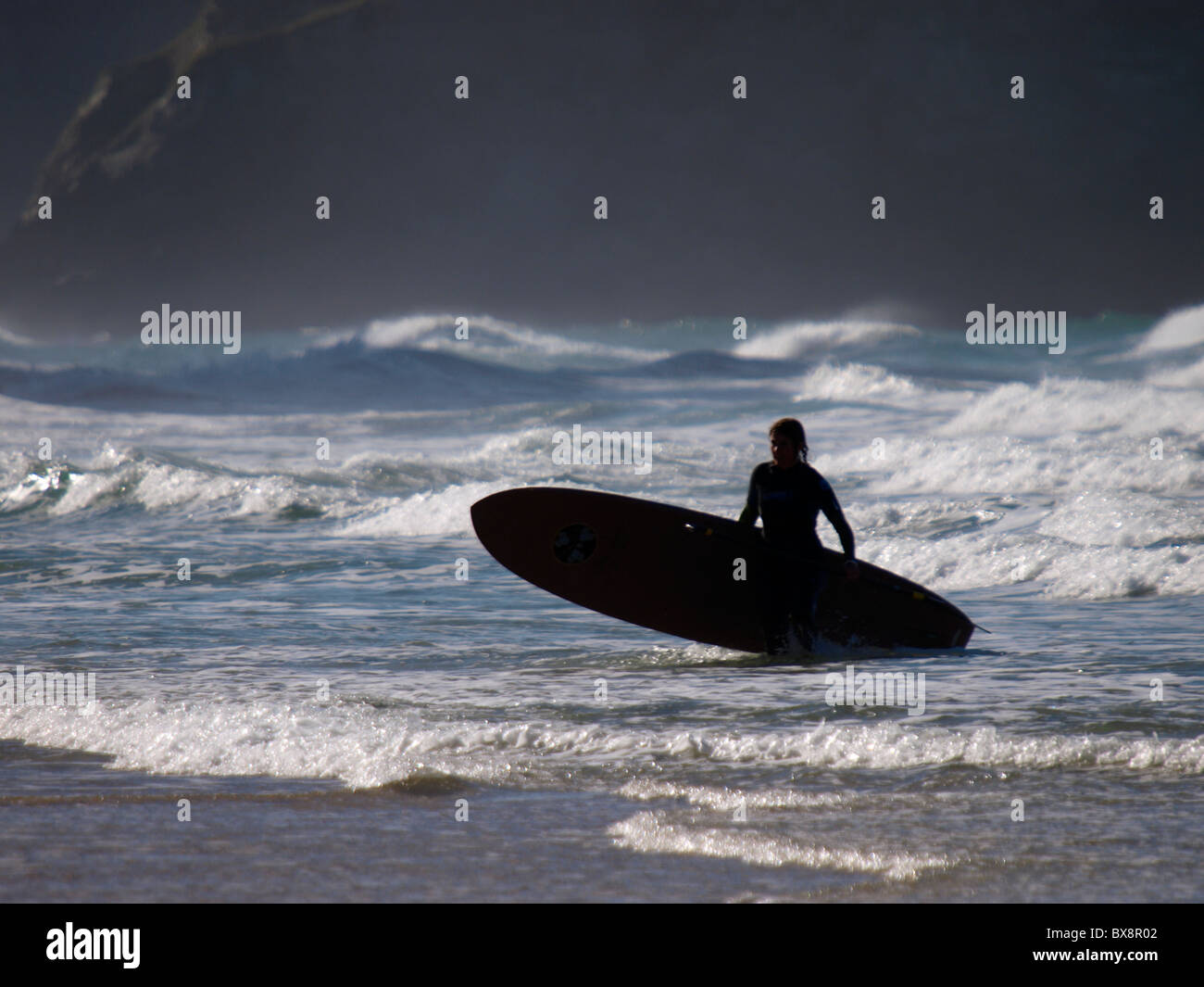Silhouette of a surfer, Cornwall, UK Stock Photo - Alamy