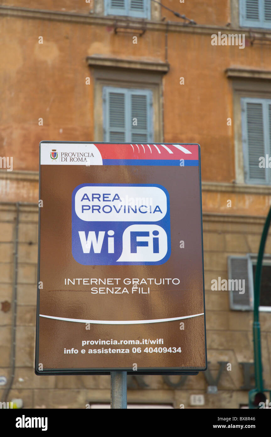 WiFi wiresless free internet connection sign central Rome Italy Europe ...
