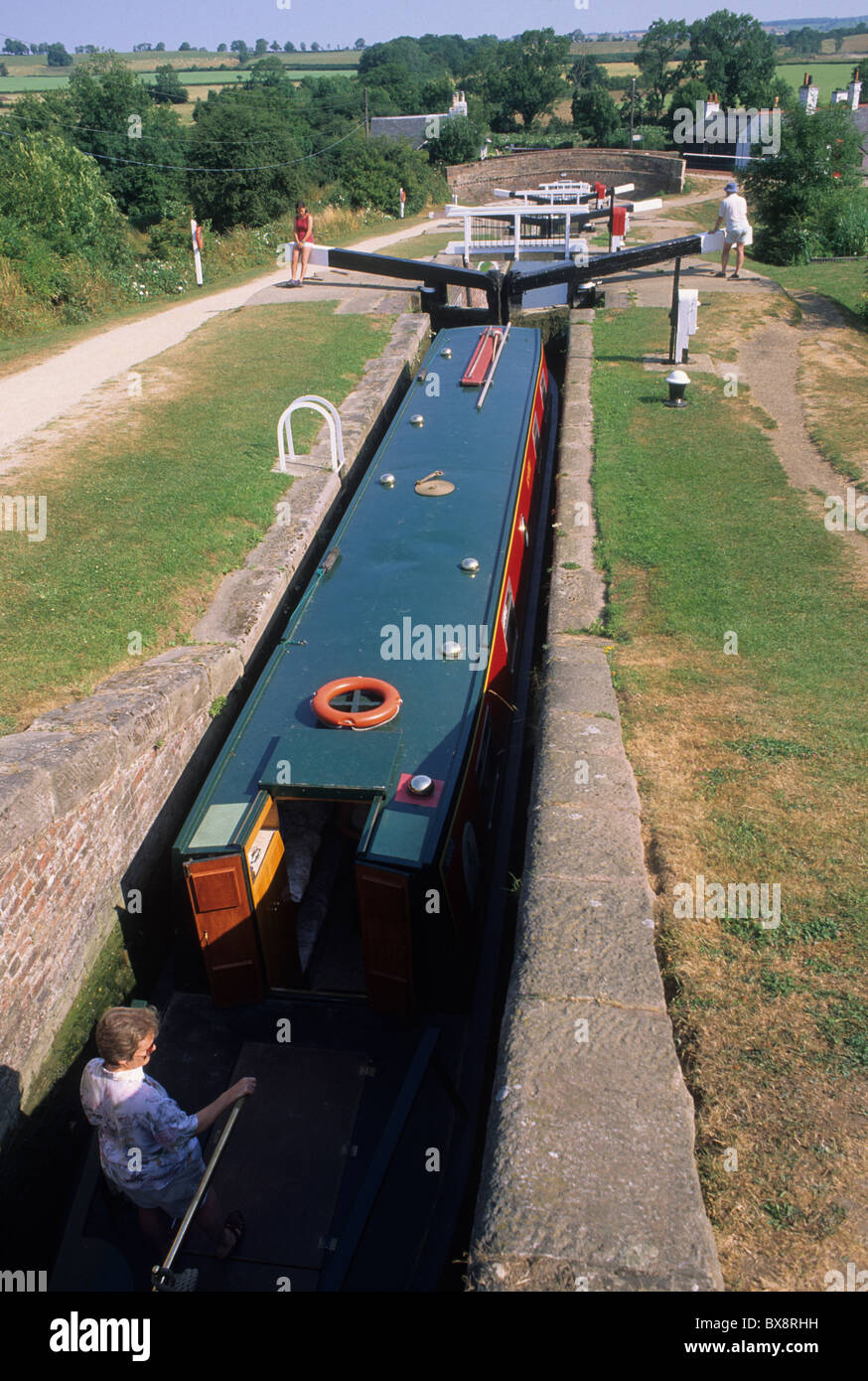 Foxton Locks, barge in lock, Leicestershire England UK Grand Union ...
