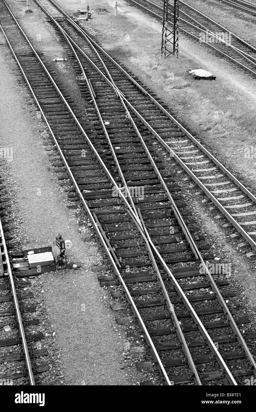 Railways in black and white Stock Photo - Alamy