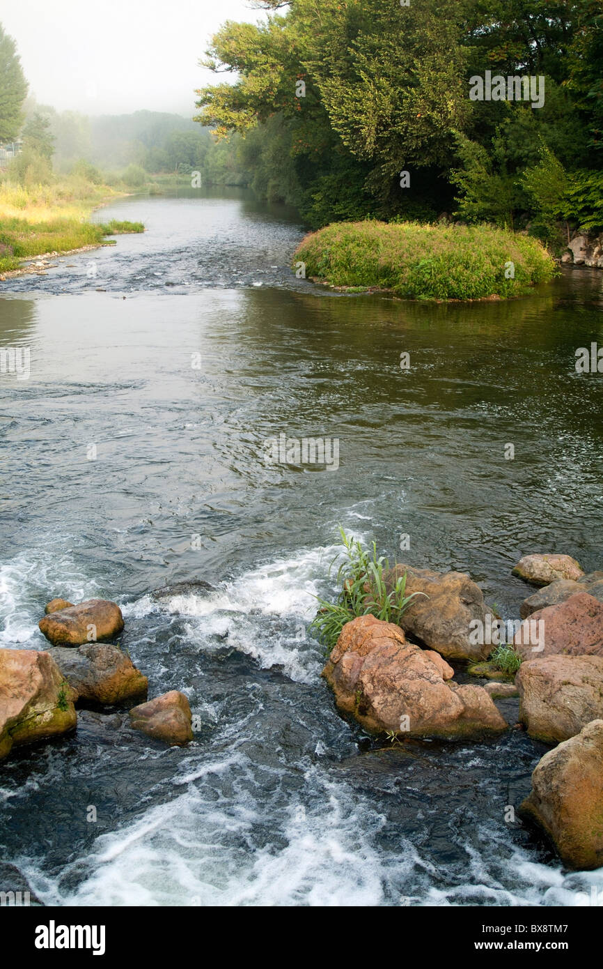 Small rapids on the Orb River, Les Aires, Herault, France Stock Photo ...