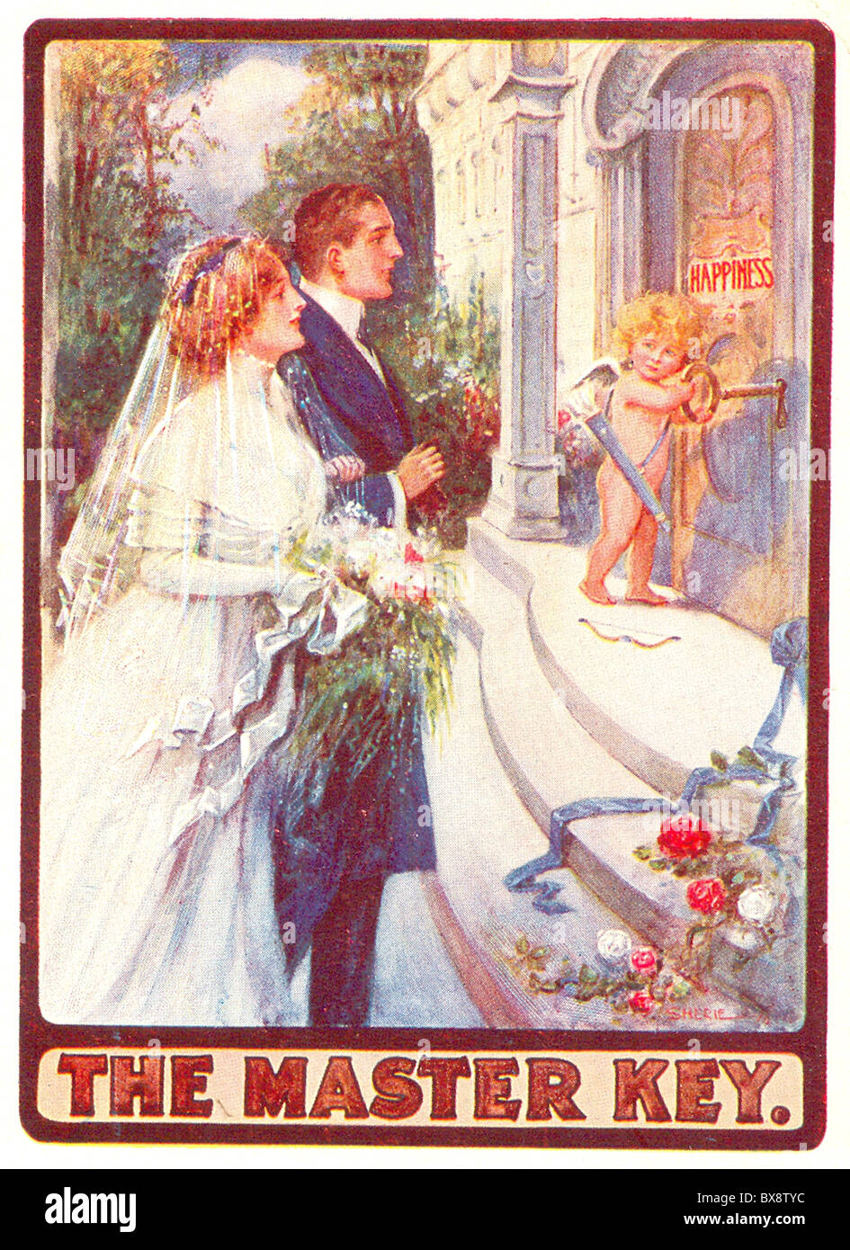 Picture postcard titled The Master Key Stock Photo - Alamy