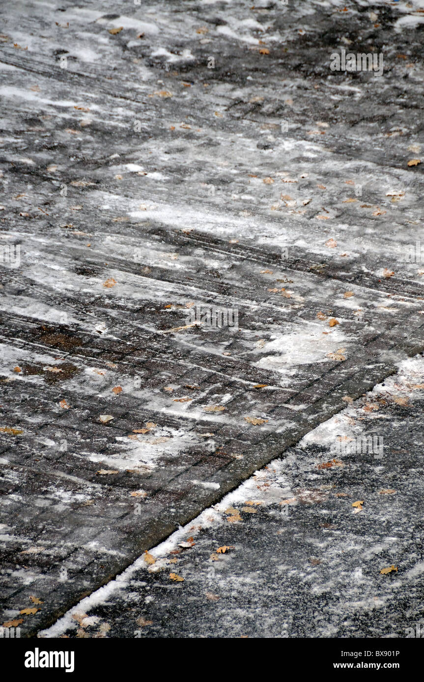 ice on road and path Stock Photo - Alamy