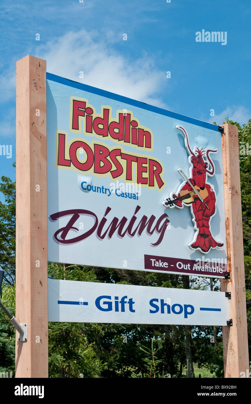 Fiddlin Lobster restaurant sign, Souris, Prince Edward Island, the ...