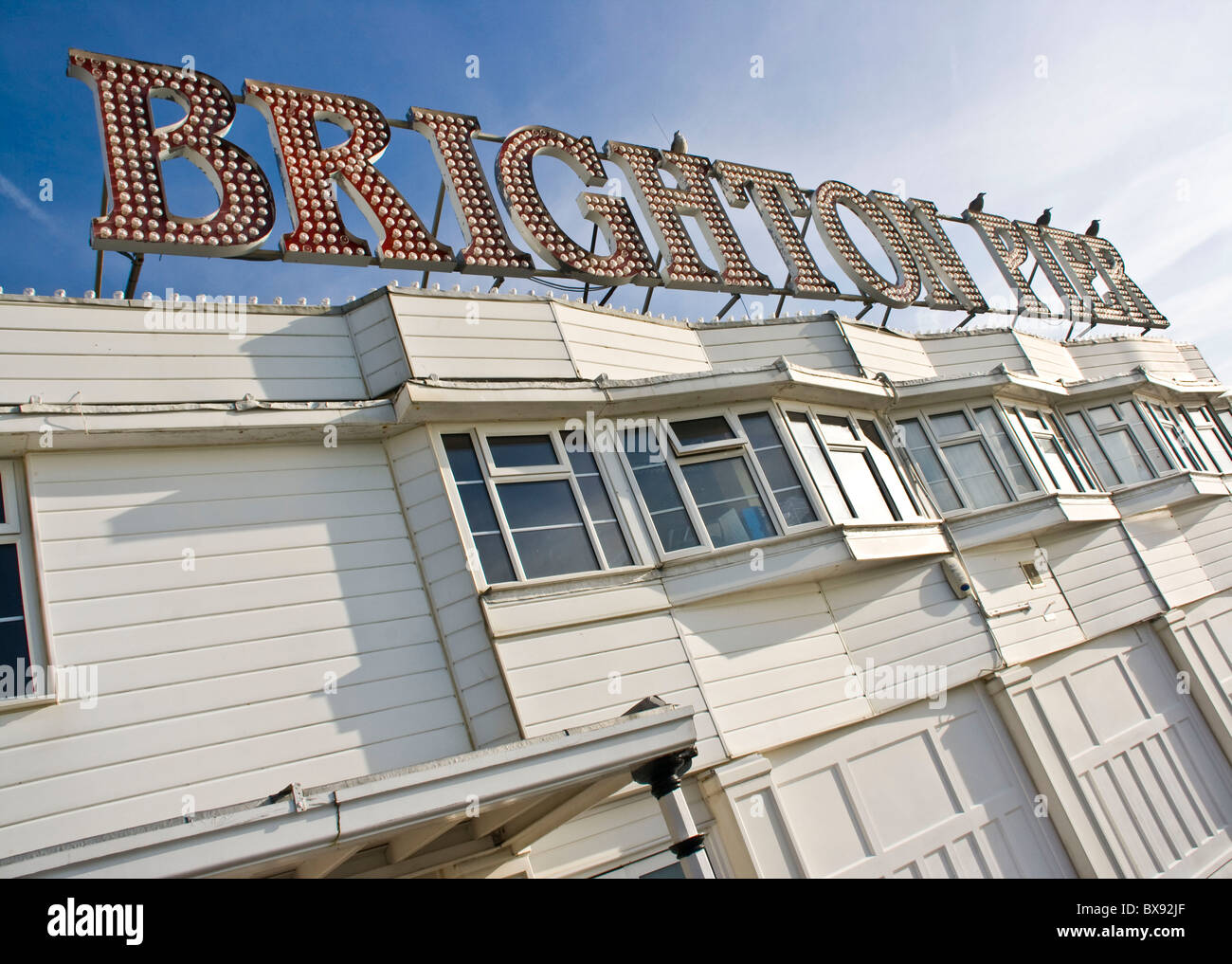 Grade 2 listed Brighton Pier sign Brighton east Sussex England Europe ...