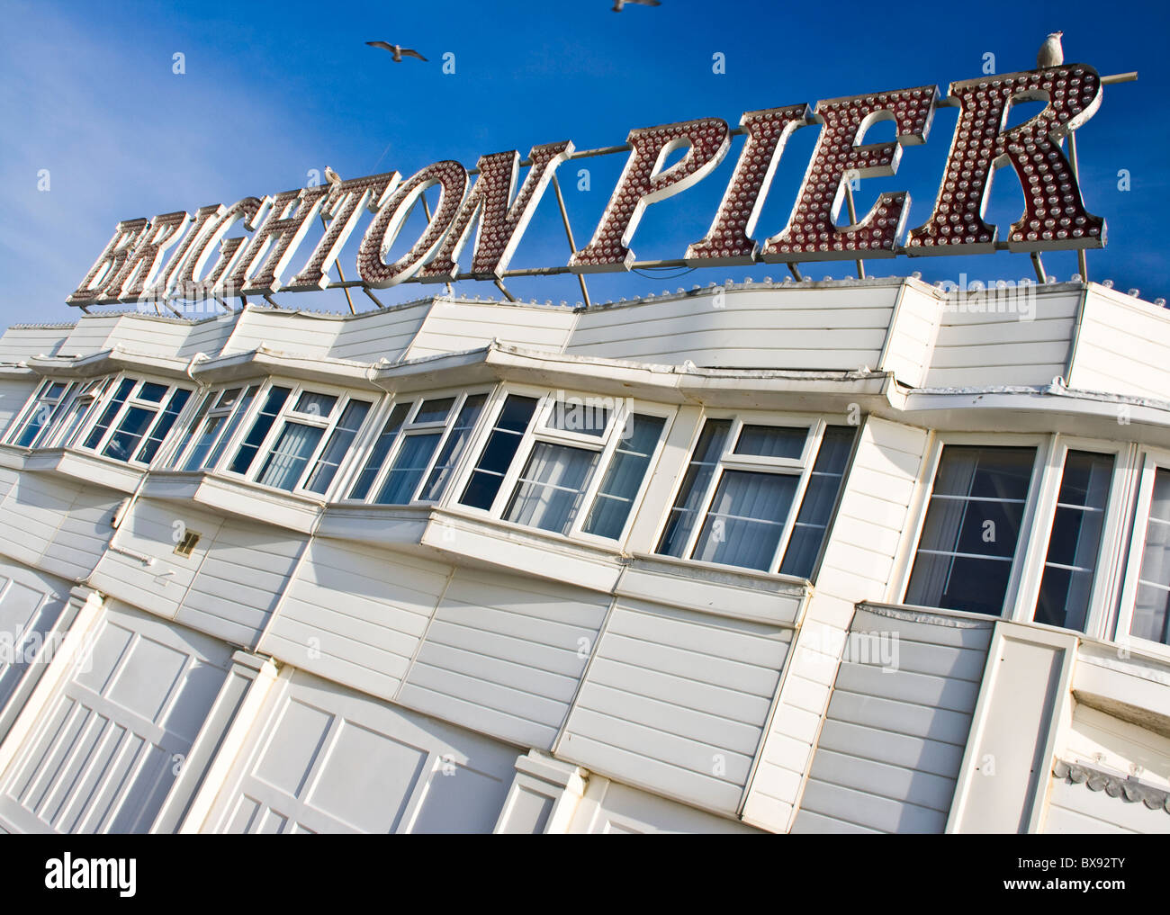 Grade 2 listed Brighton Pier and sign east Sussex England Europe Stock ...