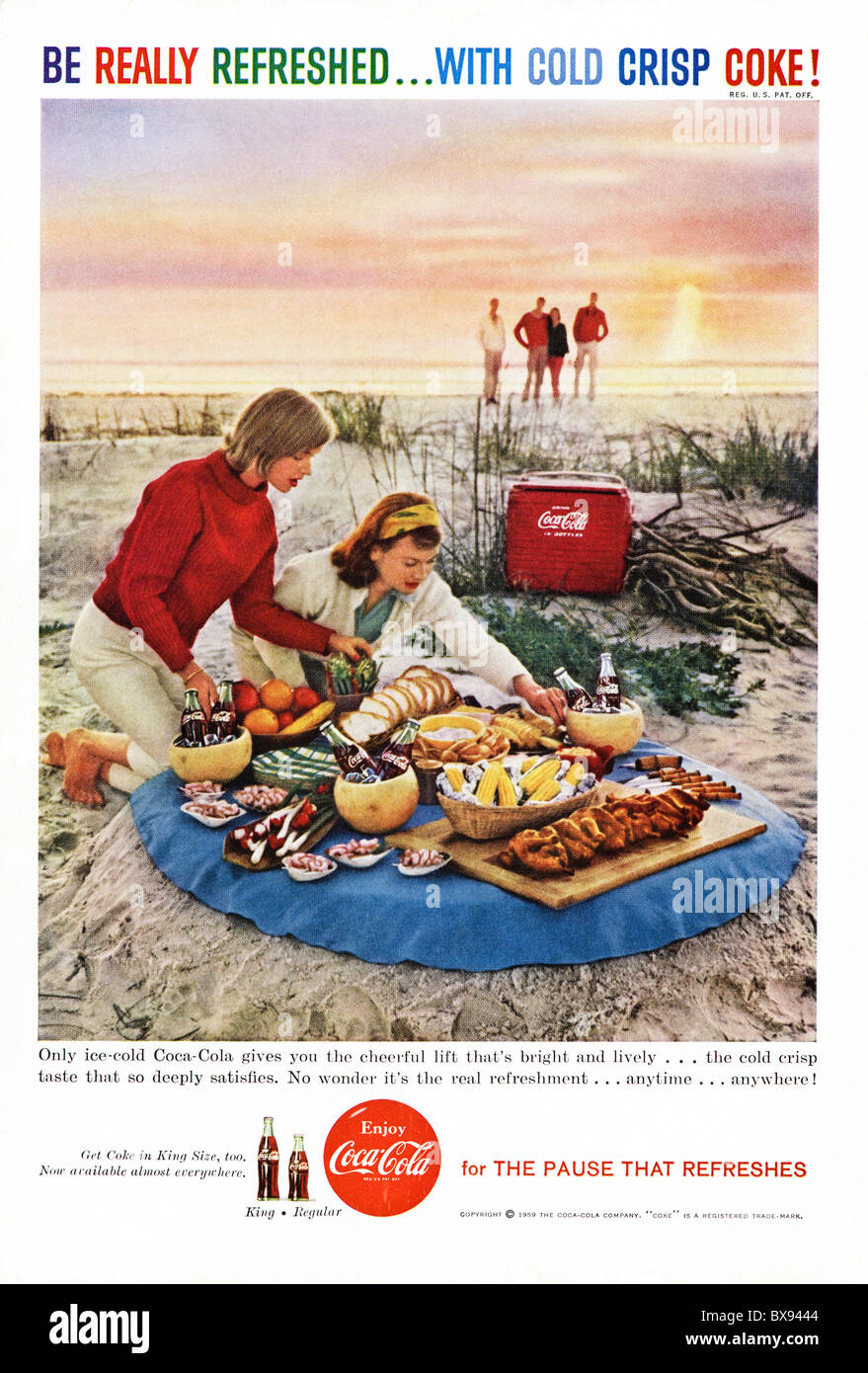 Classic Coca Cola colour advert featuring illustration of Californian ...
