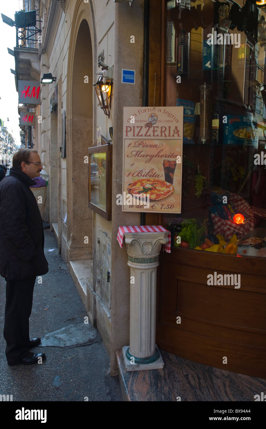 Pizzeria restaurant exterior via del Corso street Rome Italy Europe ...