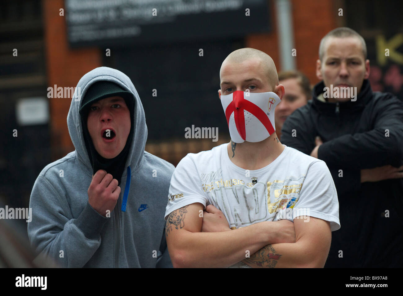 Members of the English Defence League (EDL) protest in Leicester ...