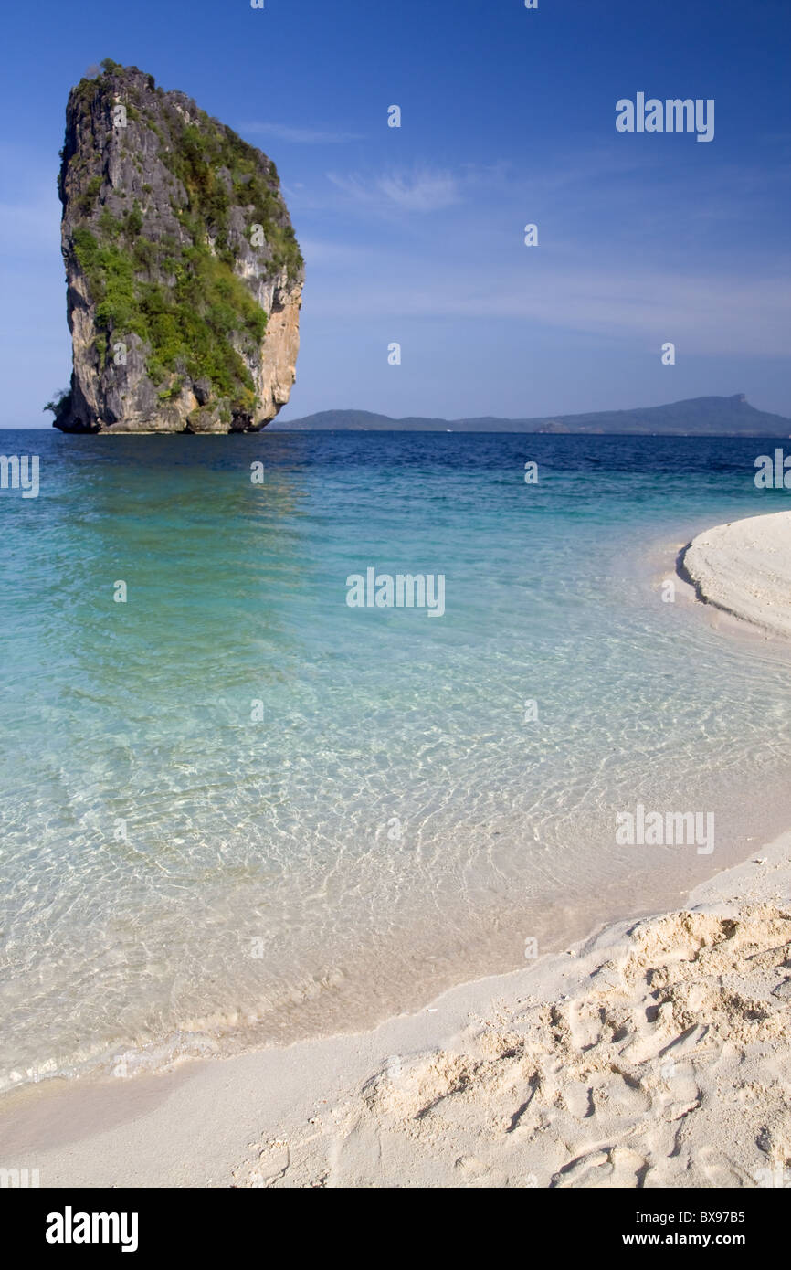 empty sand beach with rock Stock Photo - Alamy