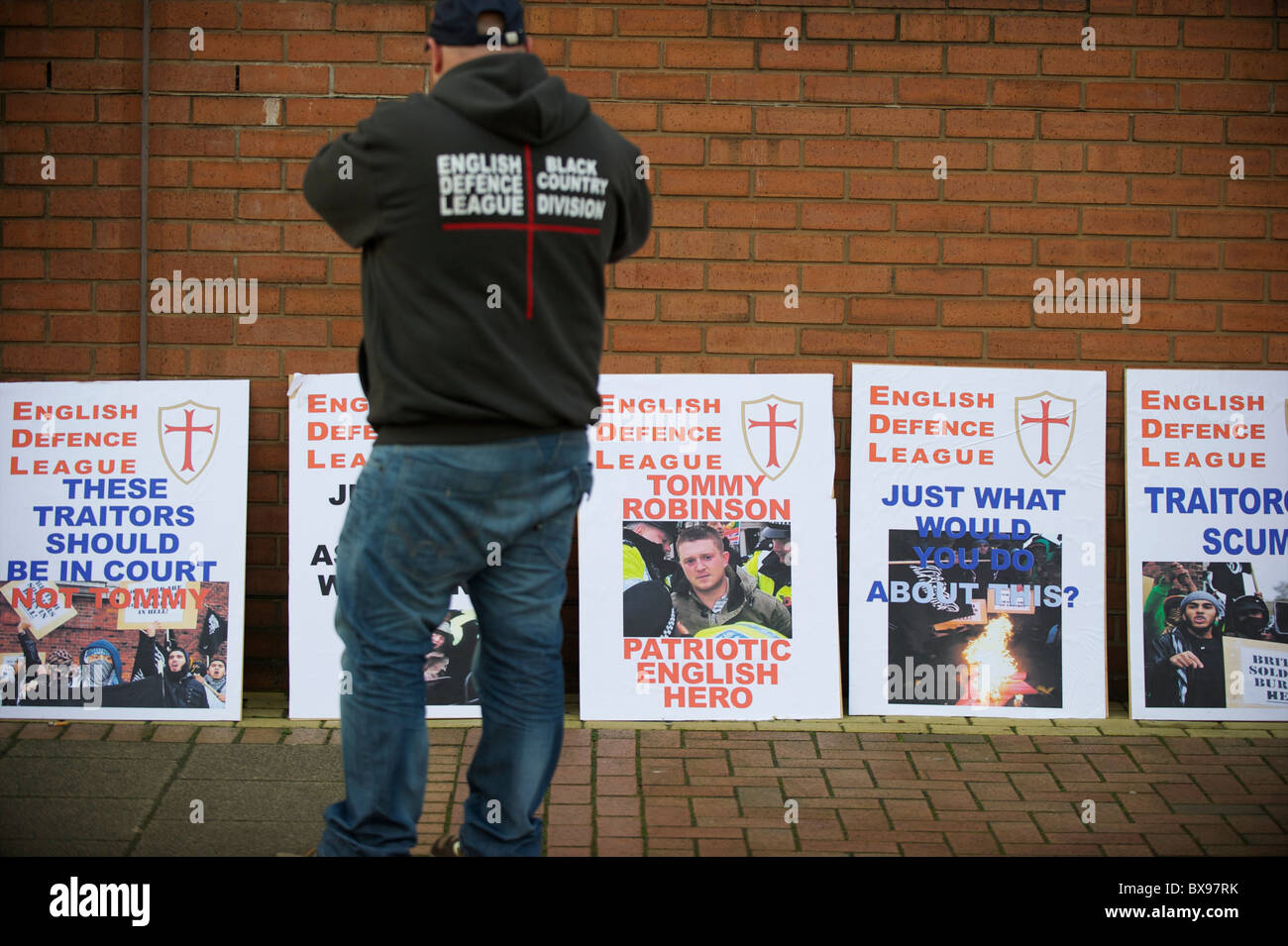 English Defence League (EDL) supporters gather in support of leader ...