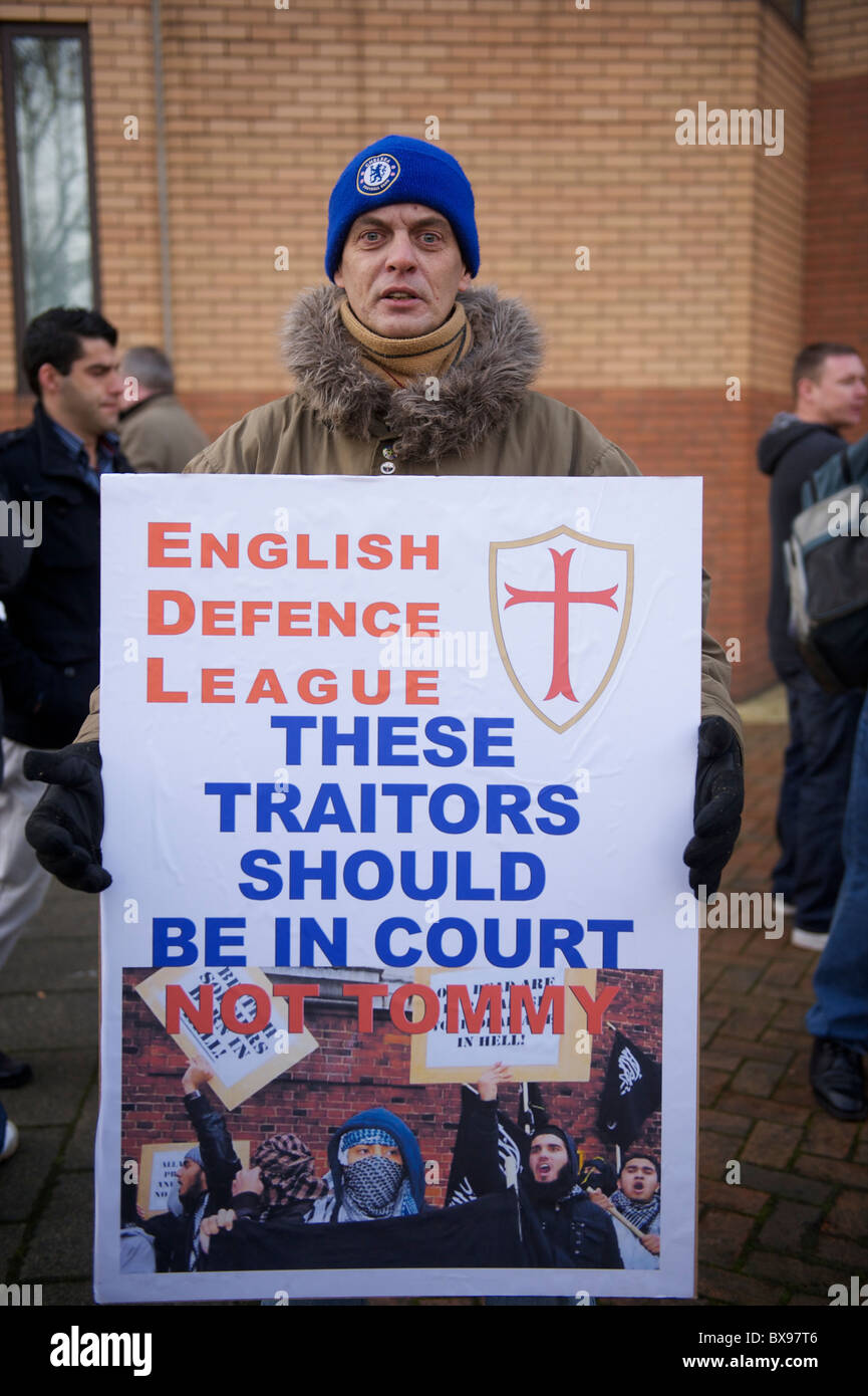 English Defence League (EDL) supporters gather in support of leader ...