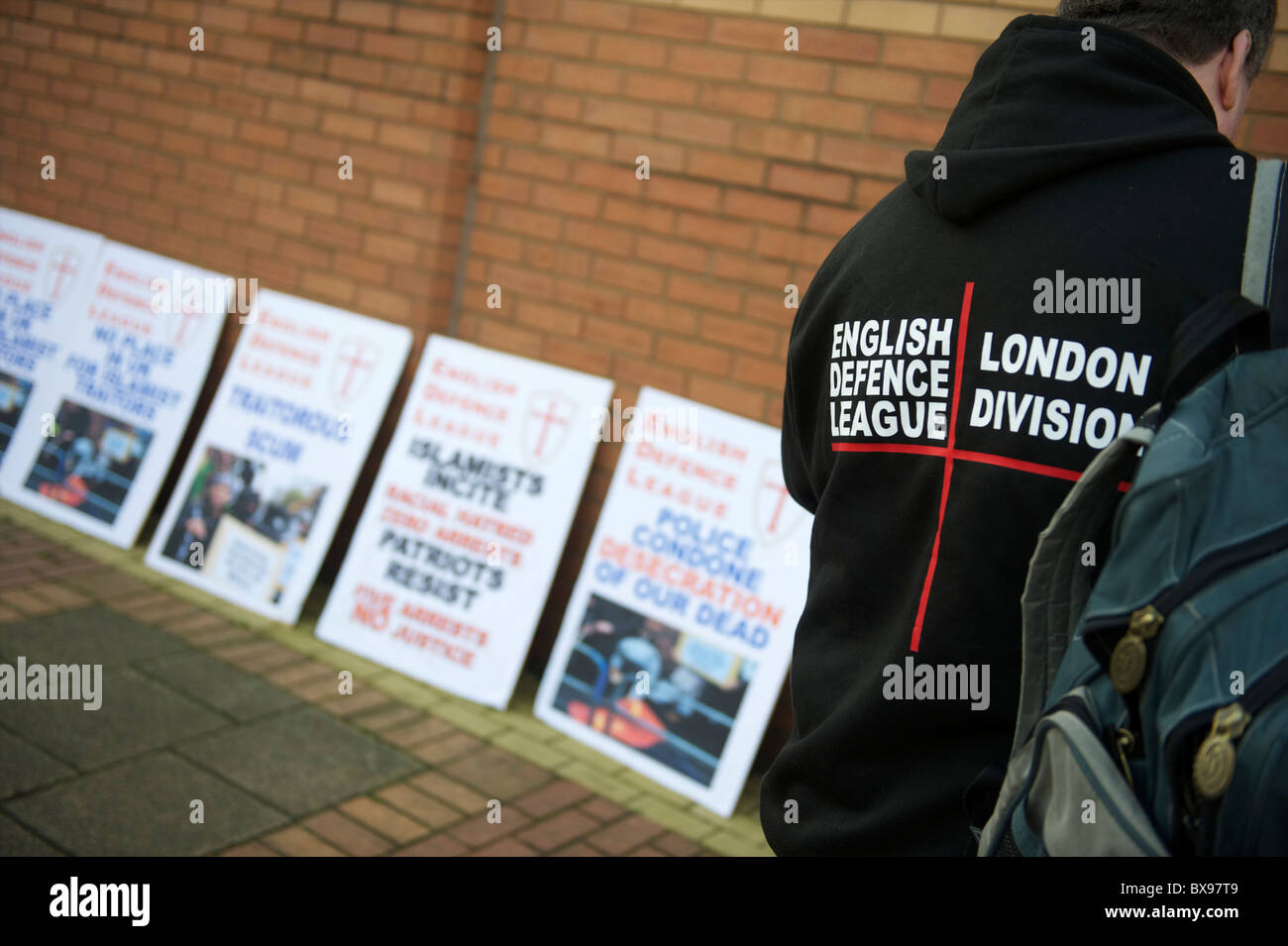 English Defence League (EDL) supporters gather in support of leader ...