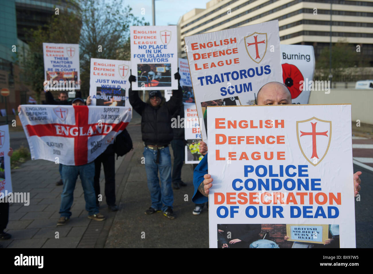 English Defence League (EDL) supporters gather in support of leader ...