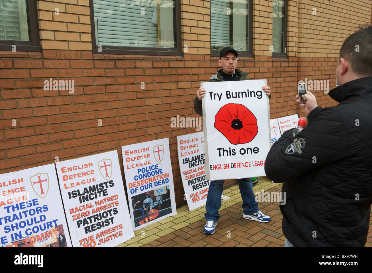 English Defence League (EDL) supporters gather in support of leader ...