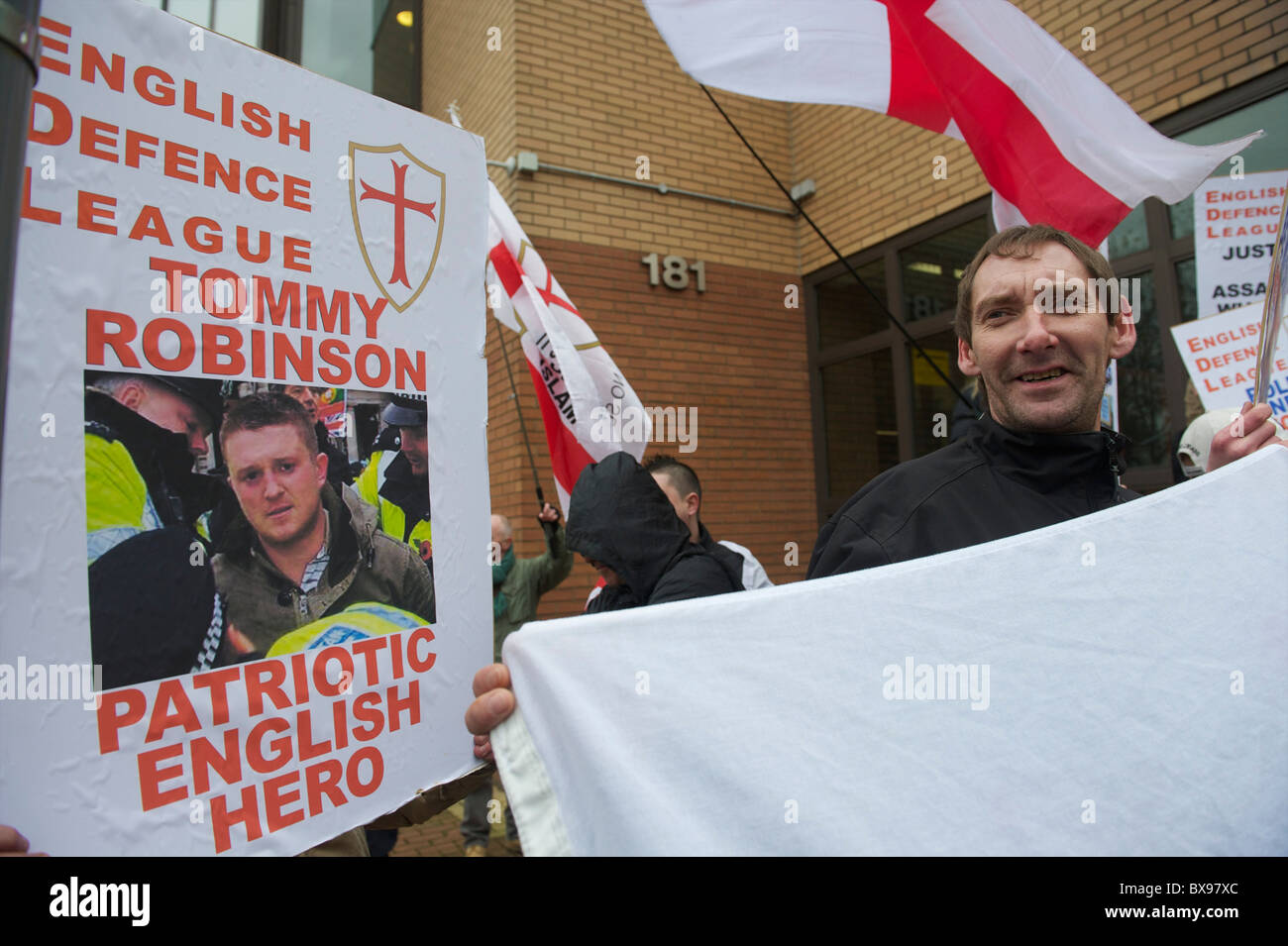 English Defence League (EDL) supporters gather in support of leader ...