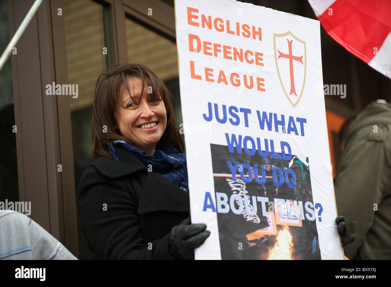 English Defence League (EDL) supporters gather in support of leader ...