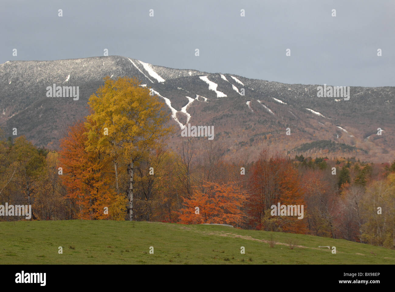 Snow covers the trails of Mt. Ellen at Sugarbush Resort in Fayston, VT ...