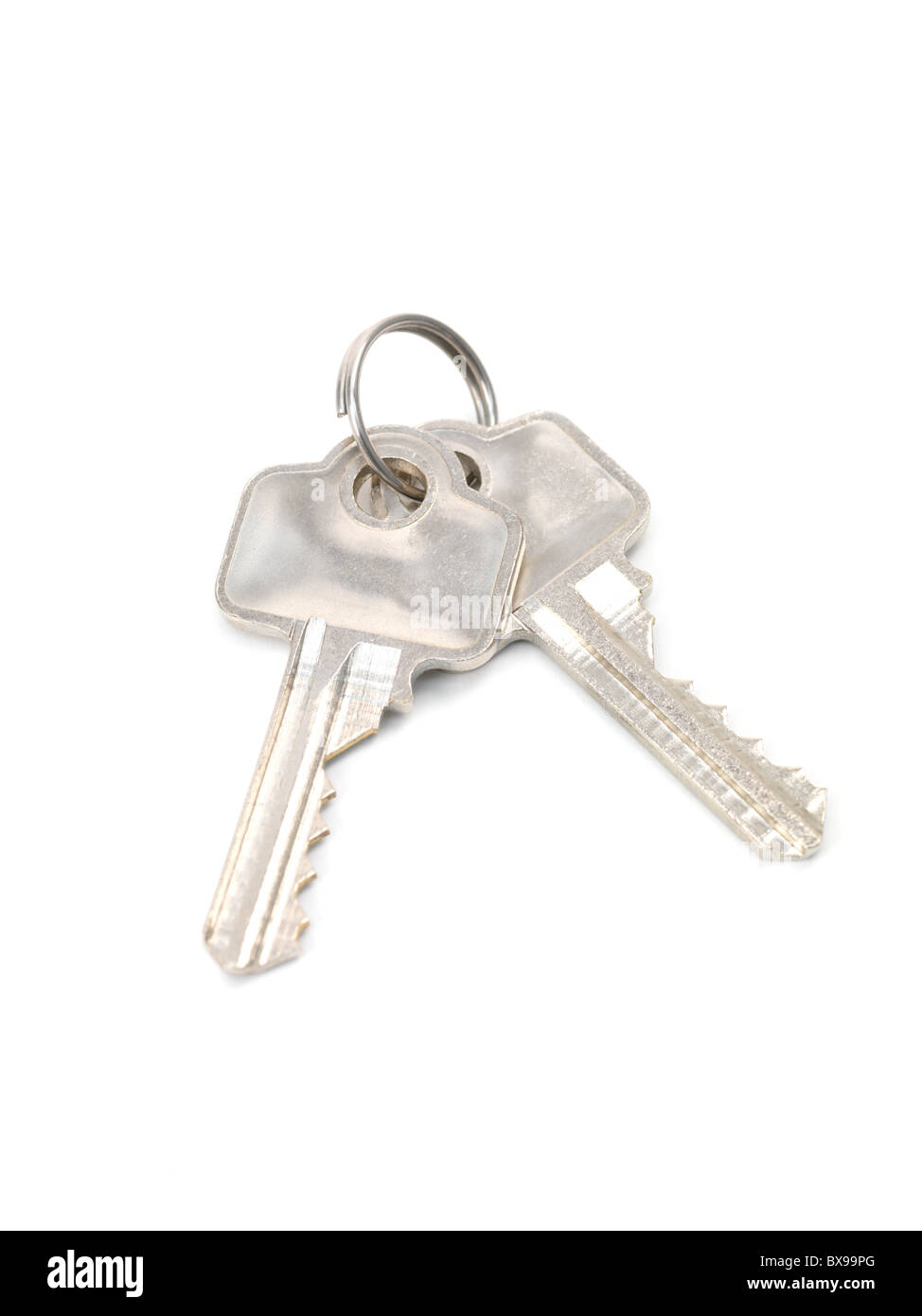 A set of house keys isolated against a white background Stock Photo - Alamy