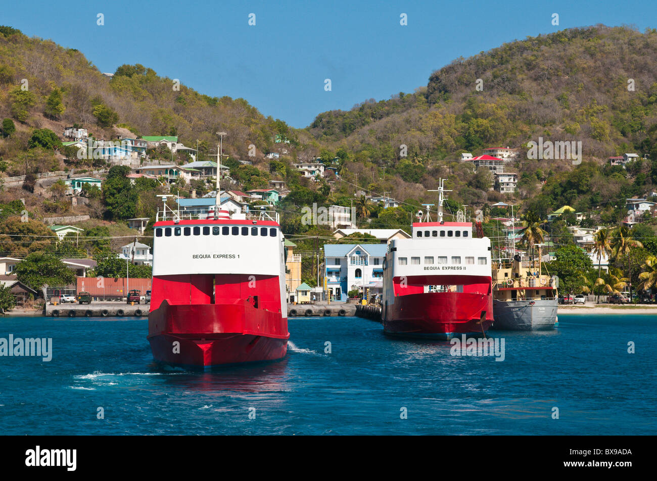Island ferries in Port Elizabeth harbour, Bequia, St. Vincent & The ...
