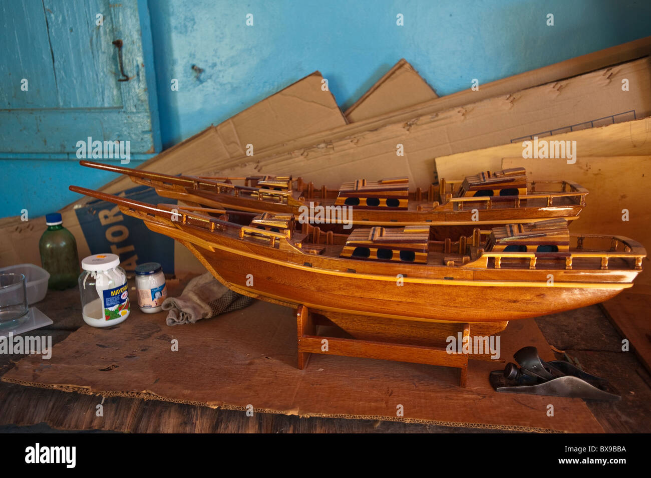 Model boat building, Bequia, St. Vincent & The Grenadines Stock Photo ...