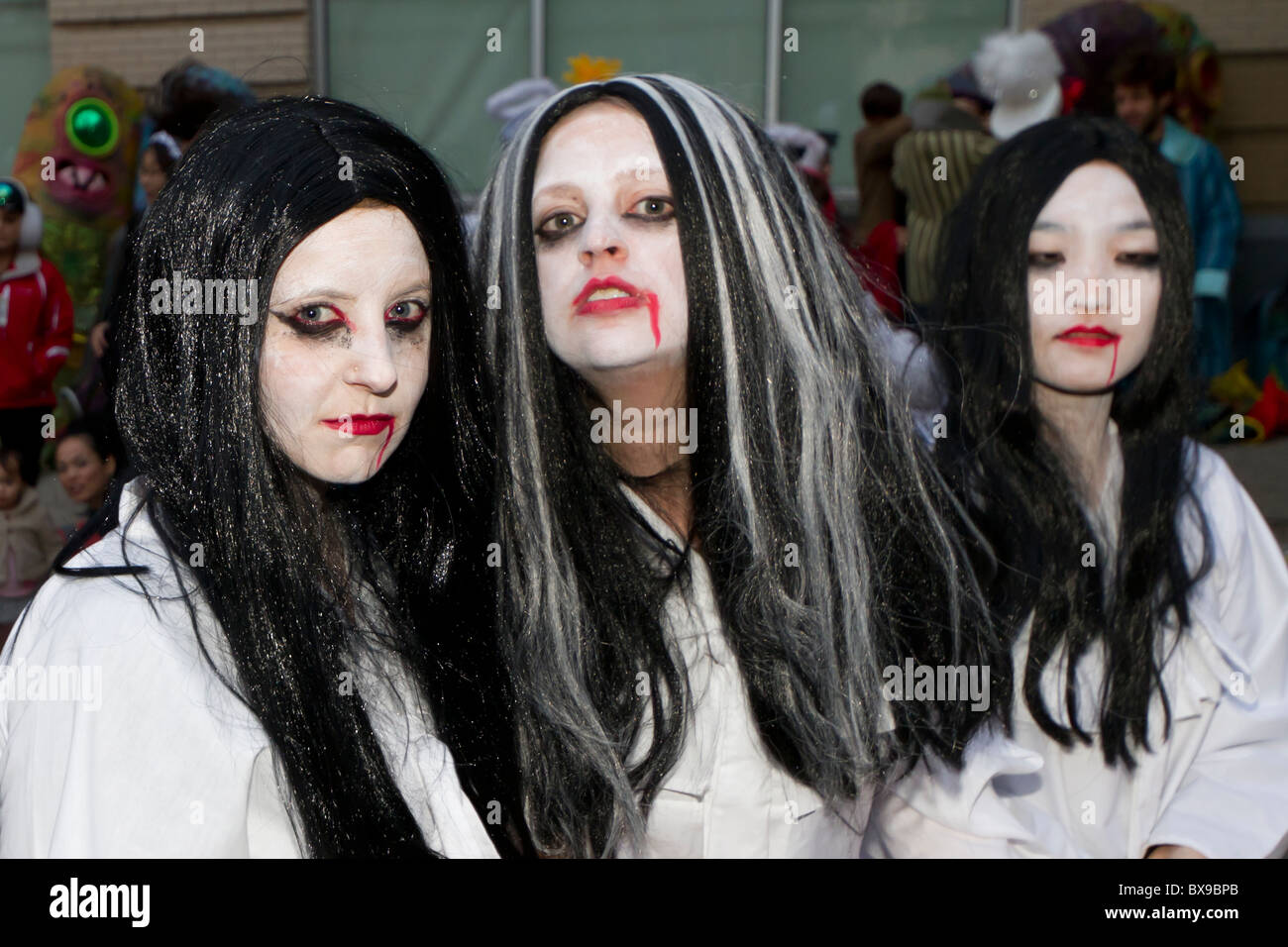 Three young girls dressed as vampires march in the 2010 Greenwich ...