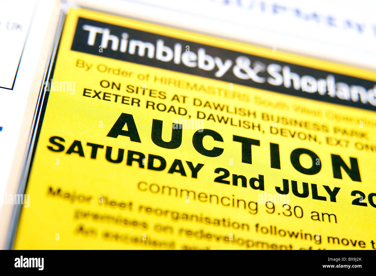 Business for sale by auction advert in a trade magazine Stock Photo - Alamy