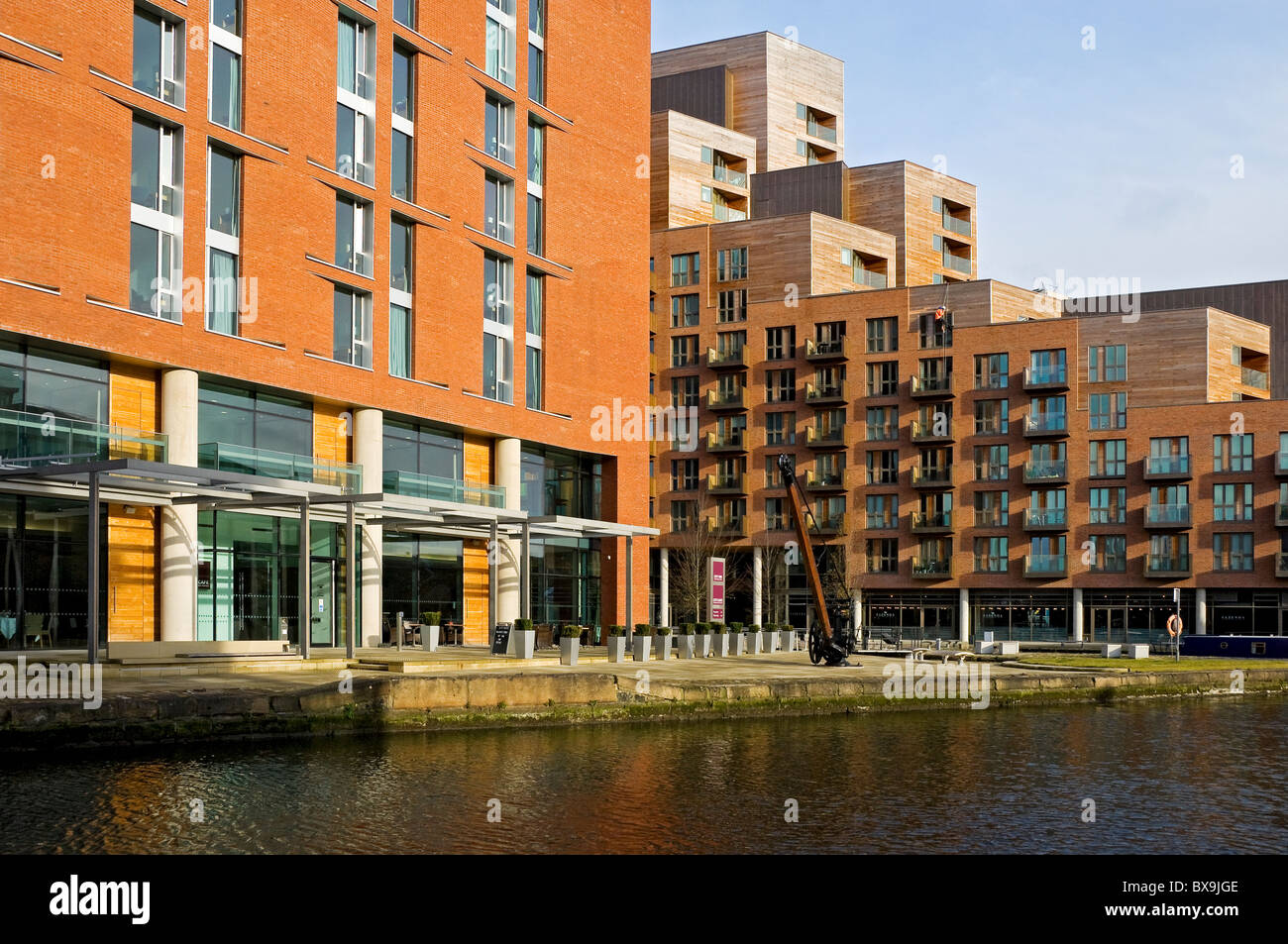 Modern buildings flats apartments restaurants in the city centre ...