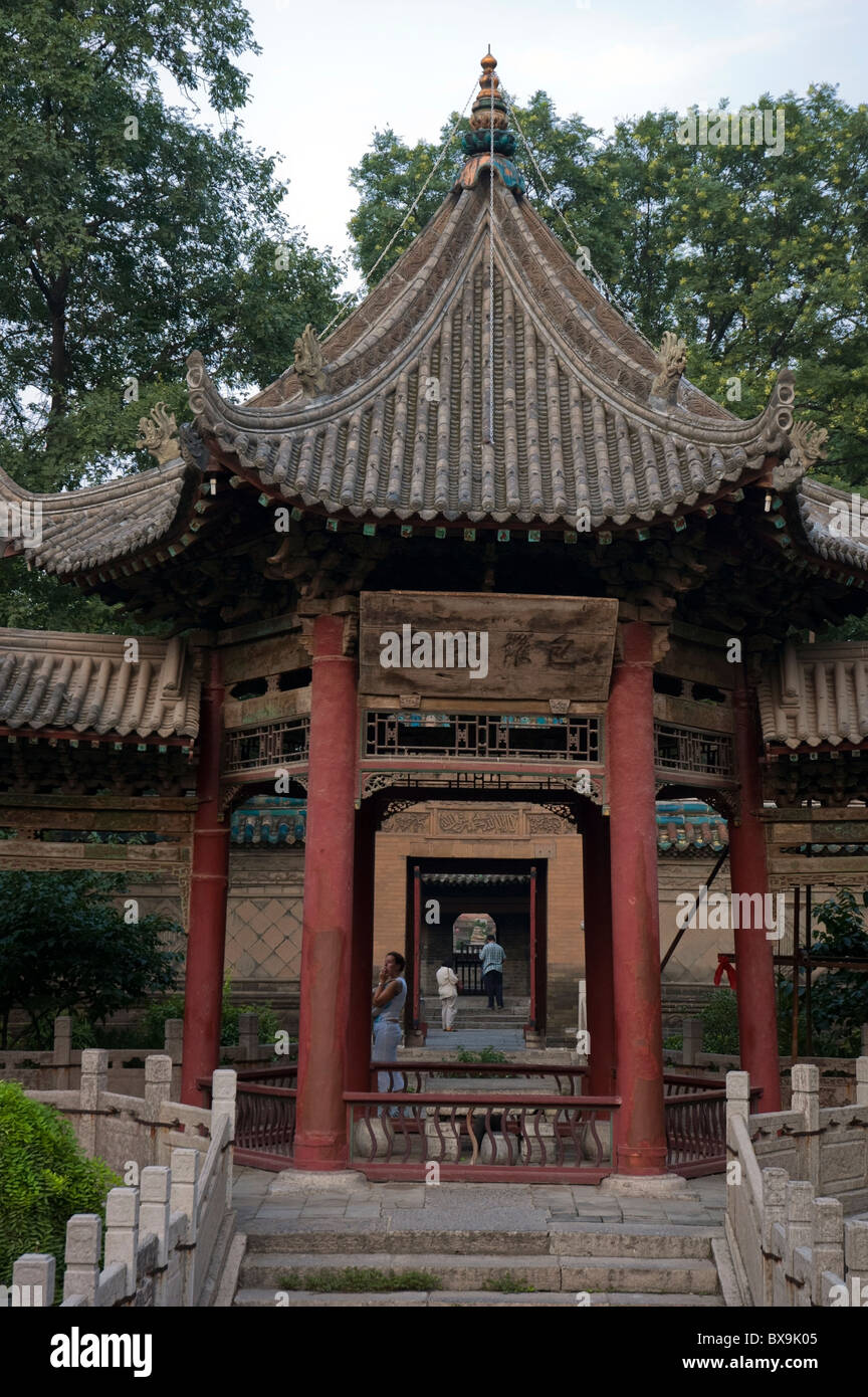 Pavilion in the gardens of the Great Mosque of Xi'an, the oldest mosque ...