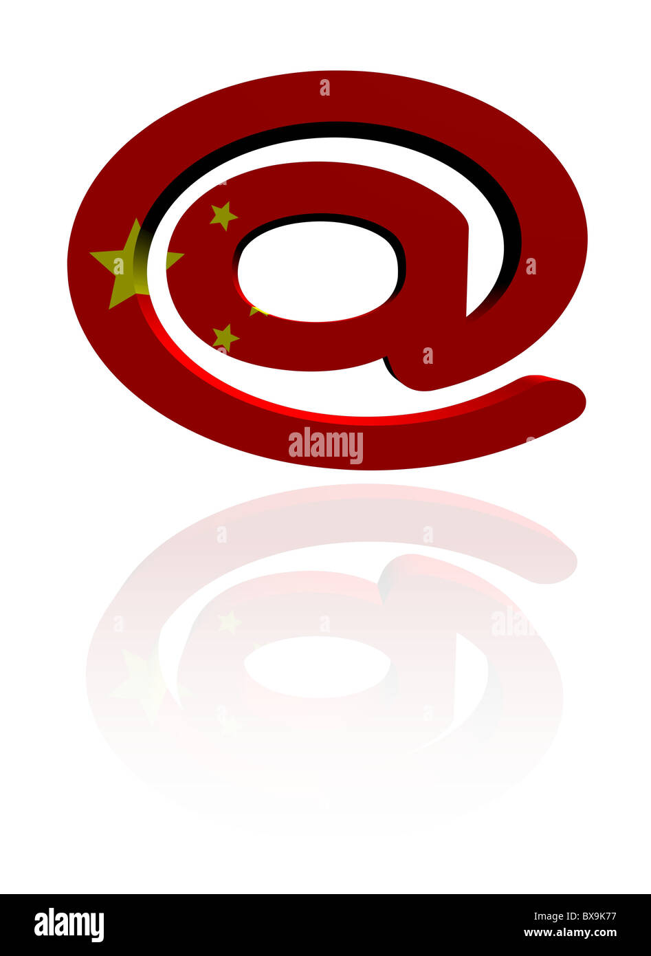 e-mail address AT symbol with Chinese flag illustration Stock Photo - Alamy