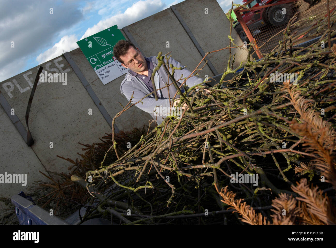 Off-loading garden waste Peterborough recycling centre Cambridgeshire ...