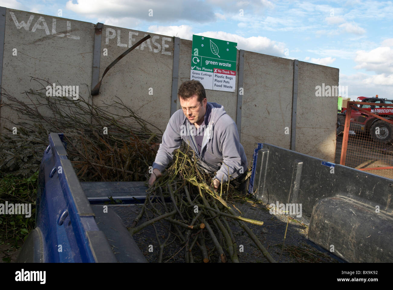 Off-loading garden waste Peterborough recycling centre Cambridgeshire ...