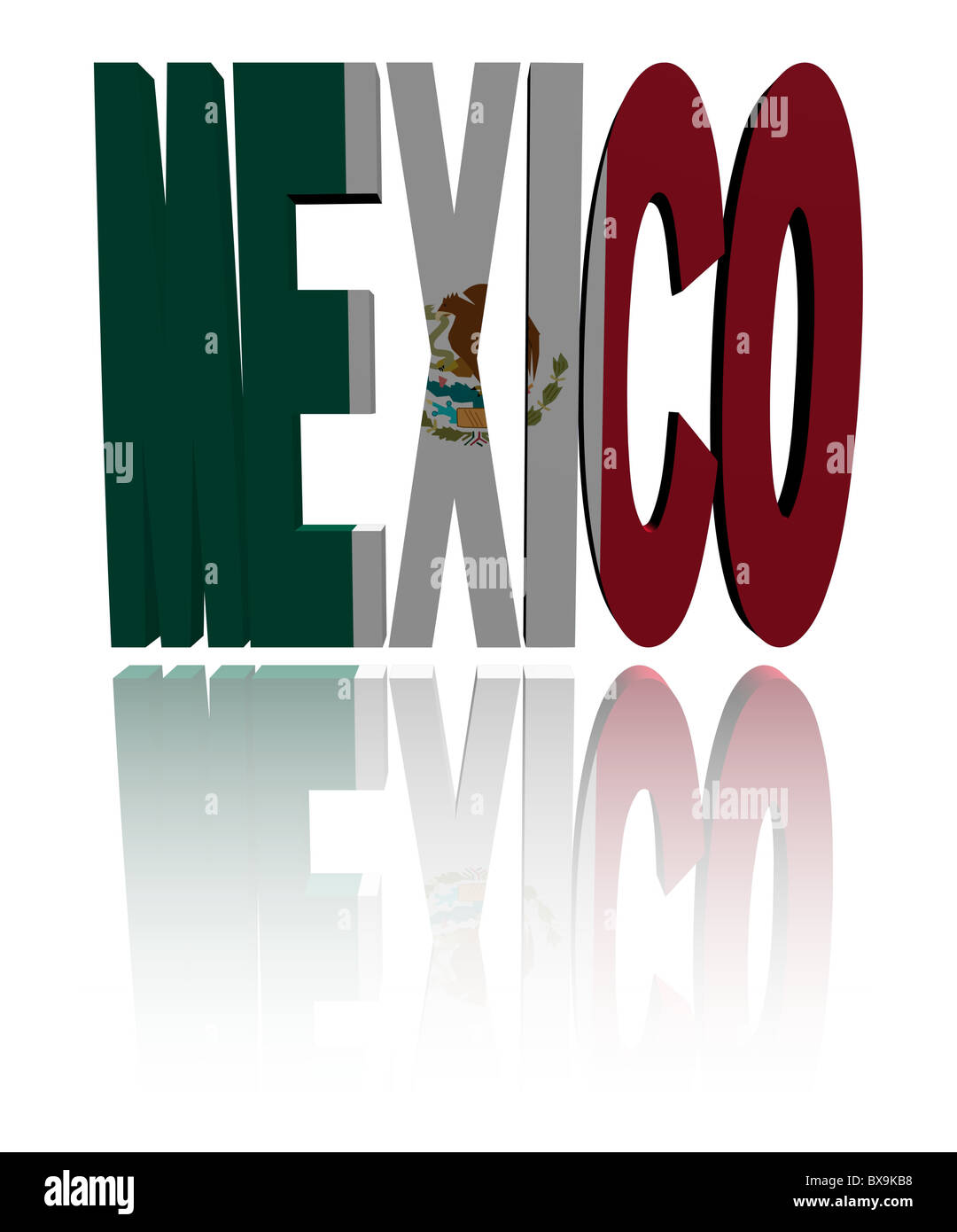 Mexico text with Mexican flag illustration Stock Photo - Alamy
