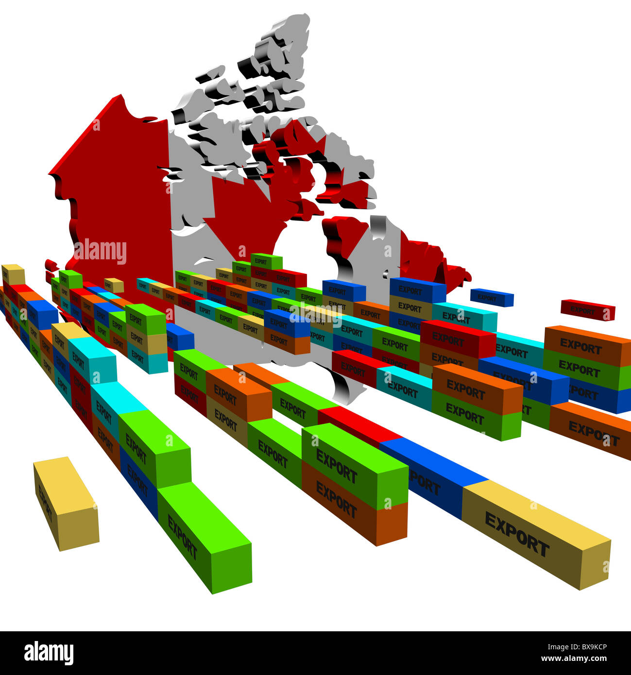 Canada map with stacks of export containers illustration Stock Photo ...
