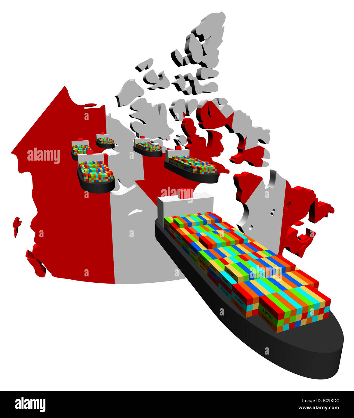 Canadian export with container ships illustration Stock Photo - Alamy