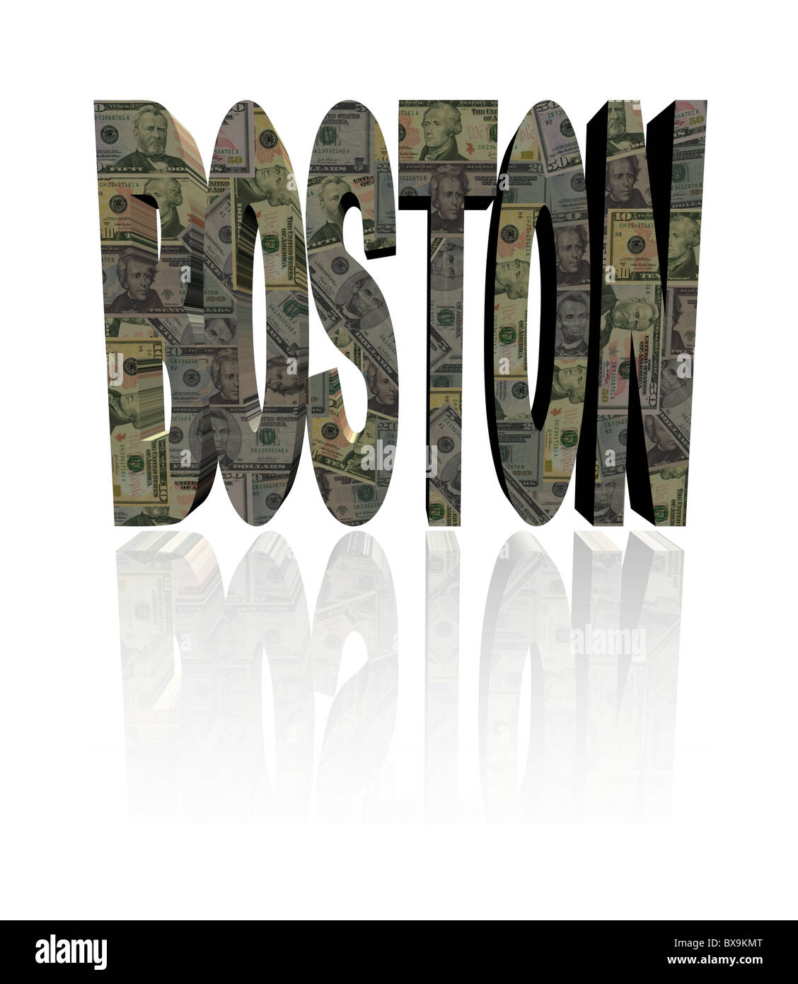 Boston text with American dollars illustration Stock Photo - Alamy