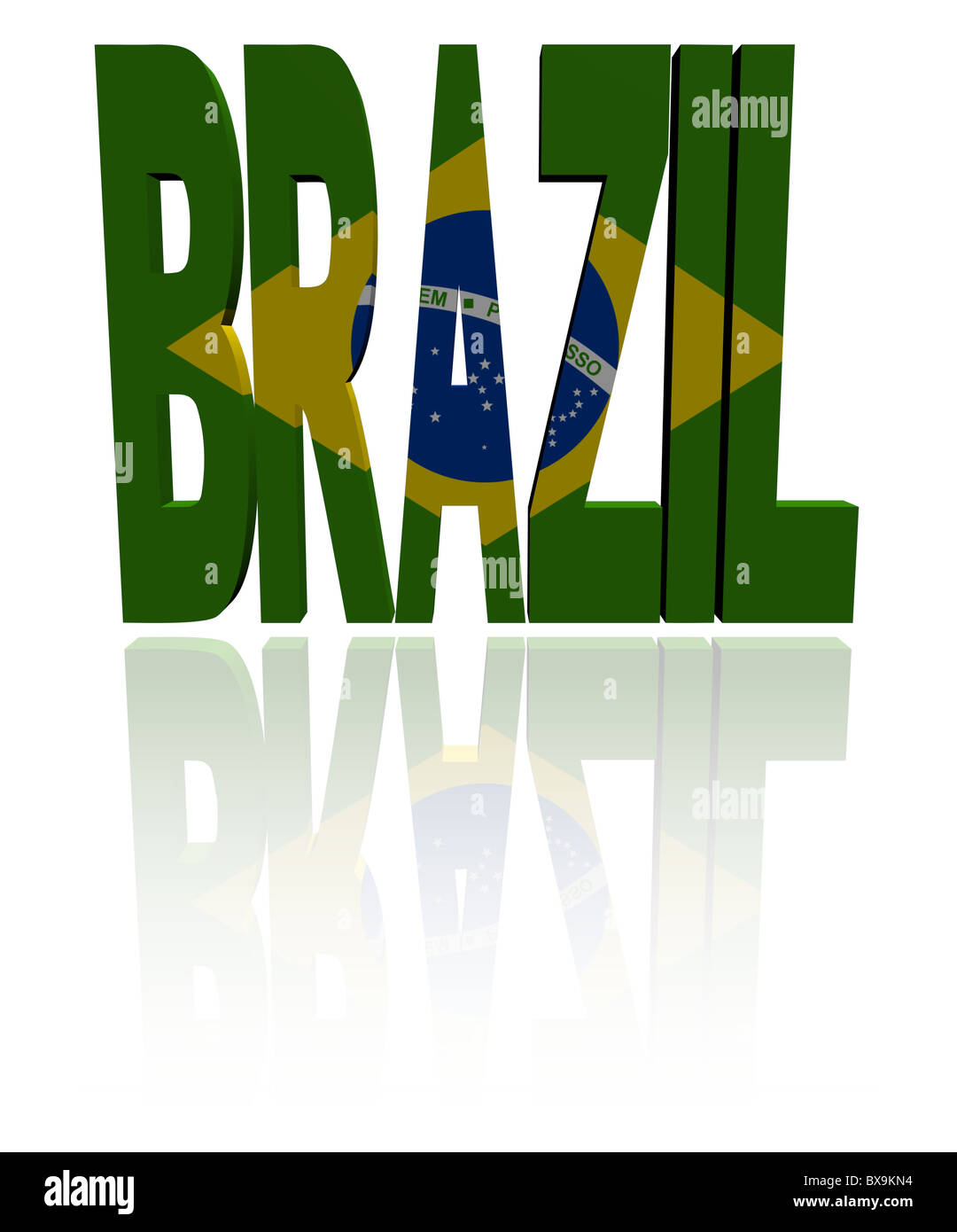 Brazil text with Brazilian flag illustration Stock Photo - Alamy
