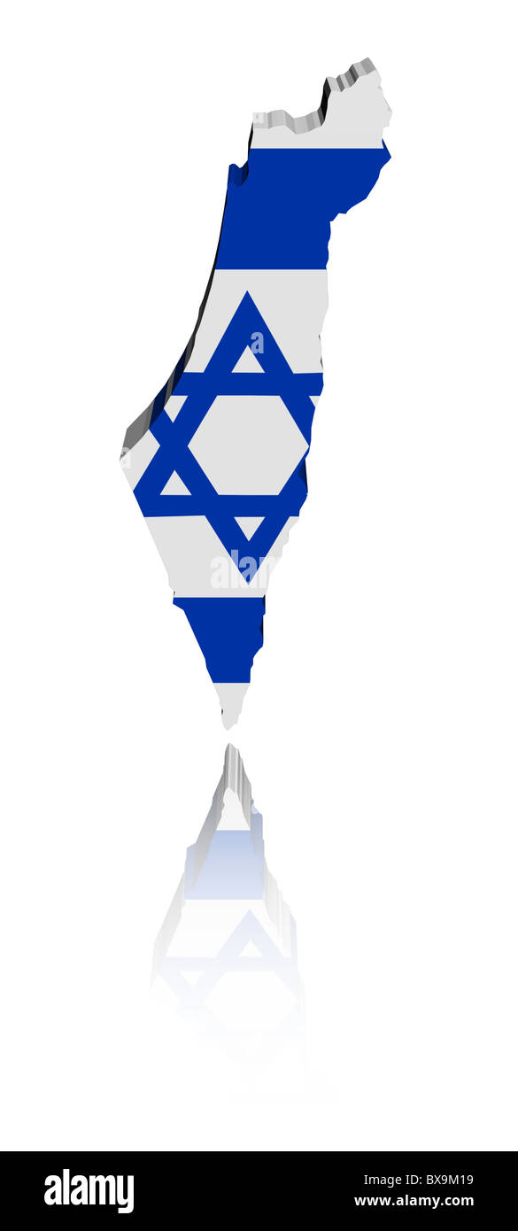 Israel map flag 3d render with reflection illustration Stock Photo - Alamy