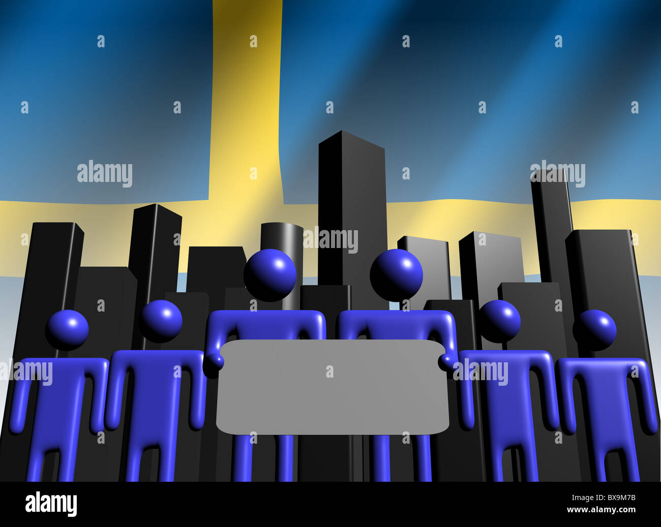 Swedish business team with abstract skyline illustration Stock Photo ...