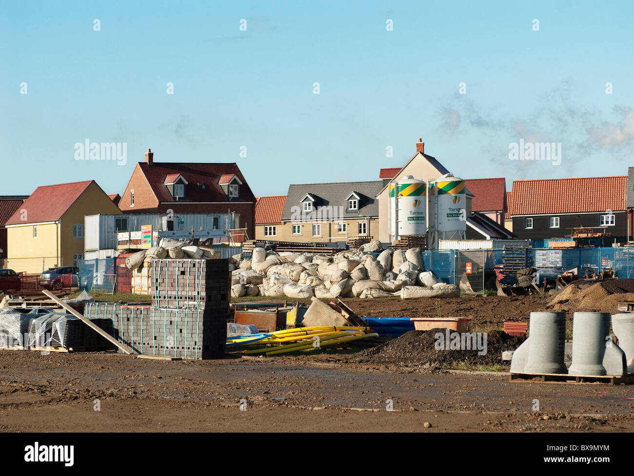 Construction storage site at a housing development Stowmarket Suffolk ...
