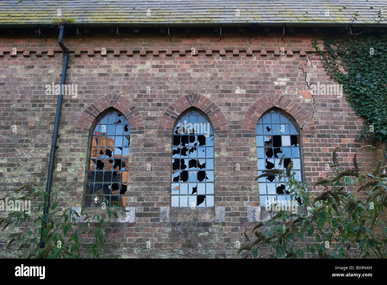 Church building in disrepair with subsidence wall cracks near Wisbech ...
