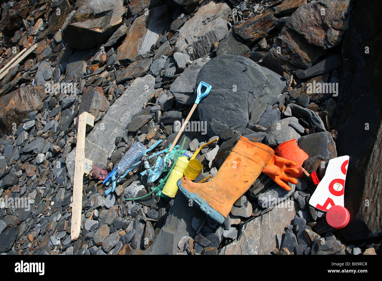 Boot on rock Stock Photo - Alamy